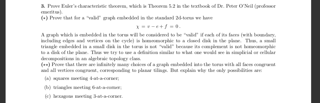 Solved 3. Prove Euler's characteristic theorem, which is | Chegg.com
