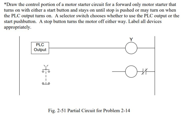 Solved *Draw the control portion of a motor starter circuit | Chegg.com