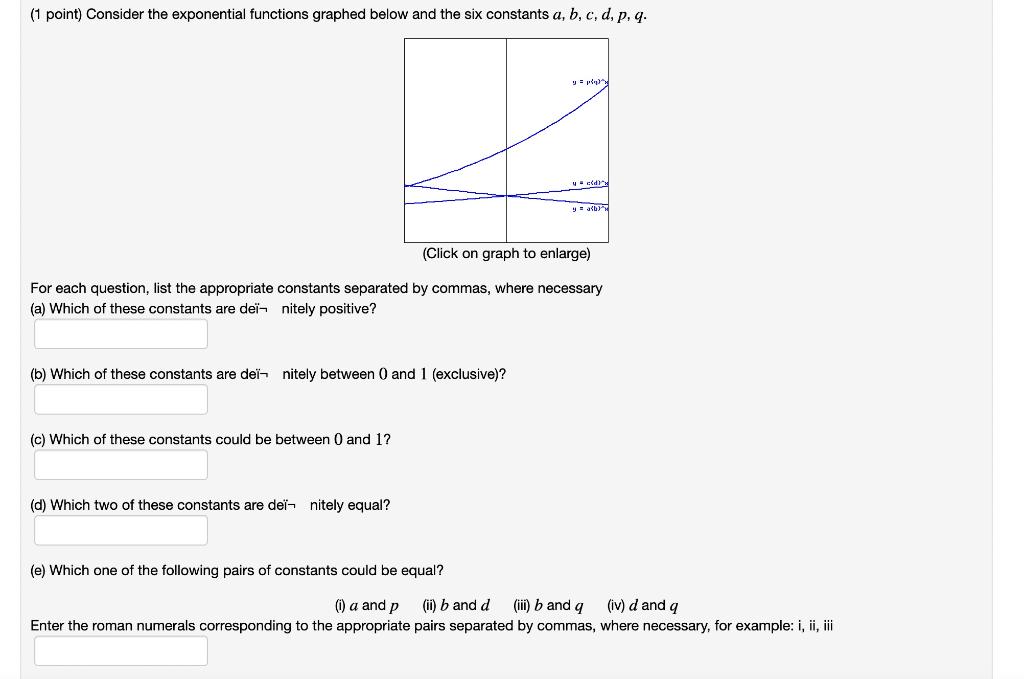 For each question, list the appropriate constants | Chegg.com