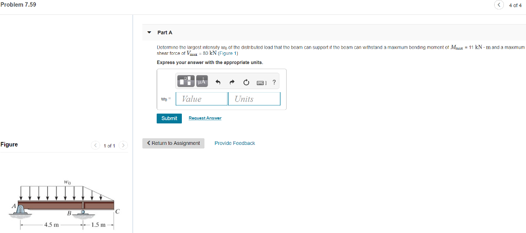 Solved Determine the largest intensity w0 of the distributed | Chegg.com