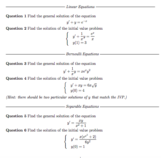 Solved Linear Equations Question 1 Find the general solution | Chegg.com