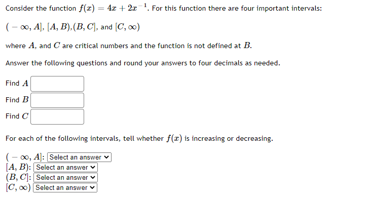 Solved Consider the function f(c) = 4x + 2x-1. For this | Chegg.com