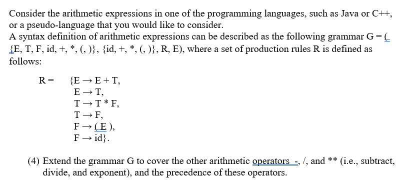 Solved Consider the arithmetic expressions in one of the | Chegg.com
