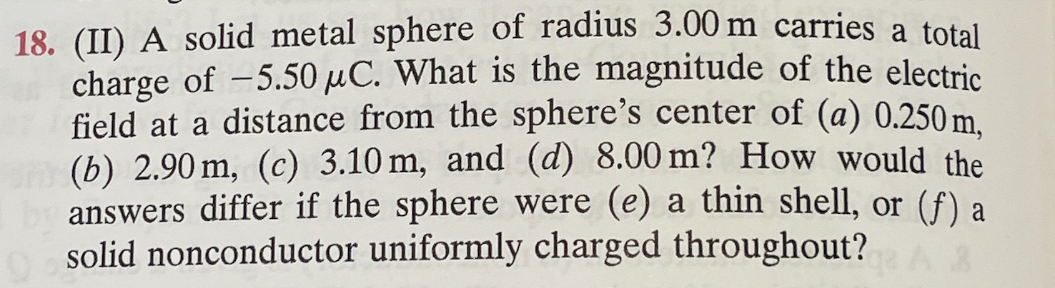 Solved 8. (II) A solid metal sphere of radius 3.00 m carries | Chegg.com