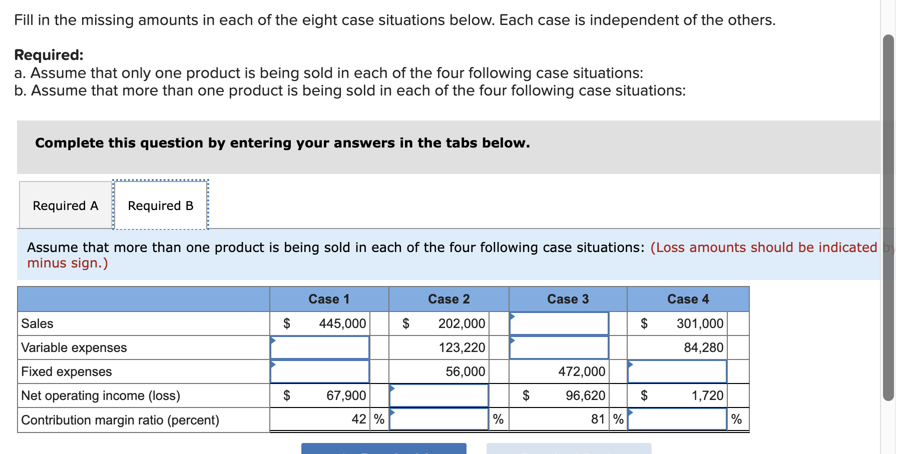 Solved Fill in the missing amounts in each of the eight case | Chegg.com