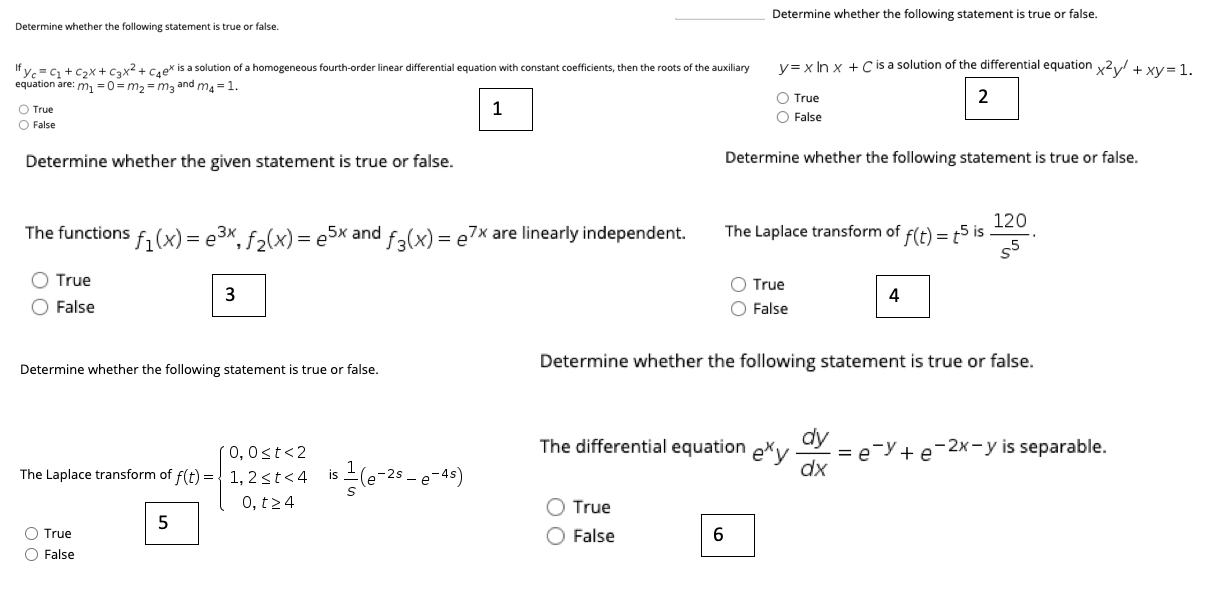 Solved Determine whether the following statement is true or | Chegg.com