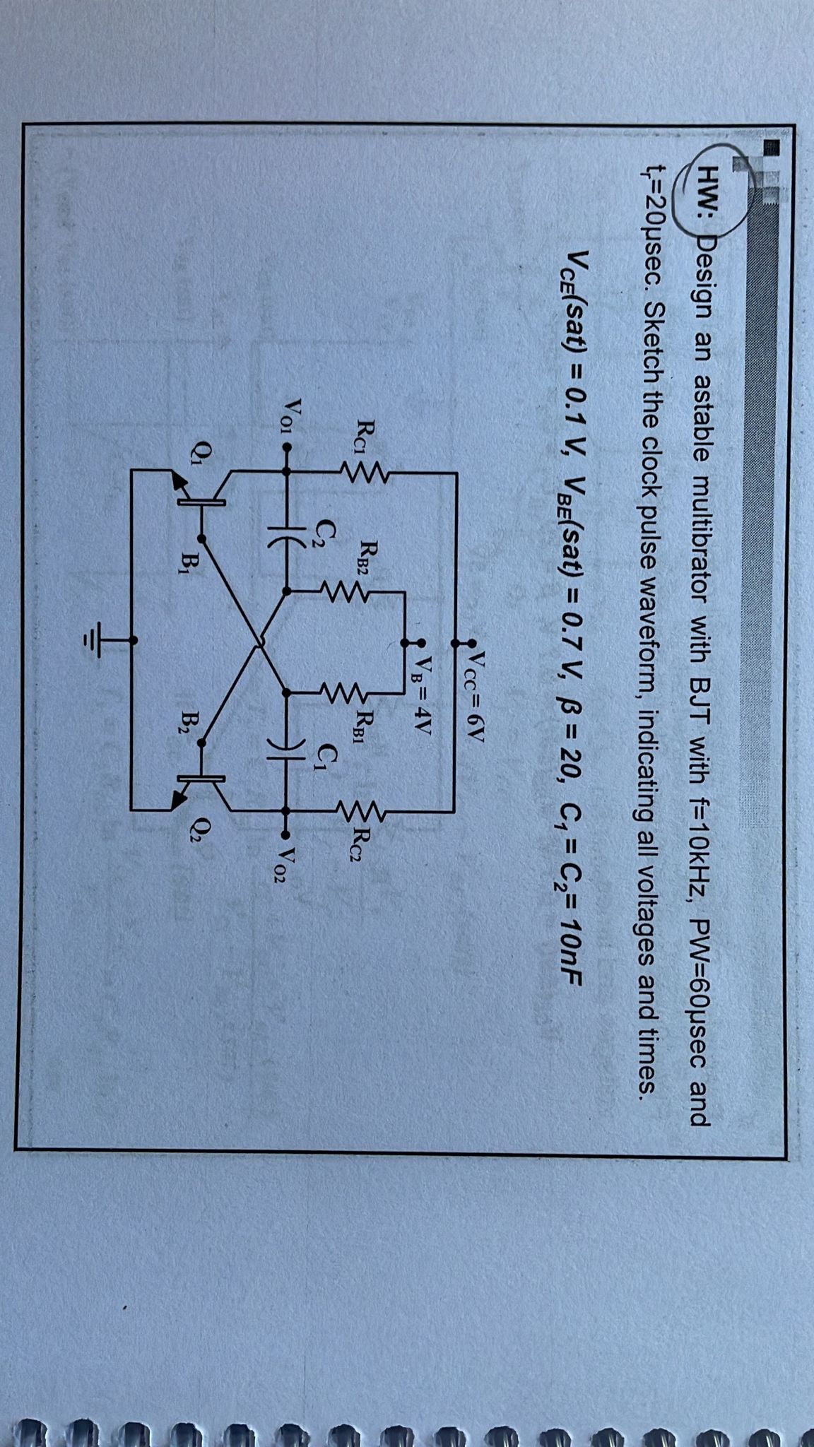 Solved HW: Design an astable multibrator with BJT with | Chegg.com