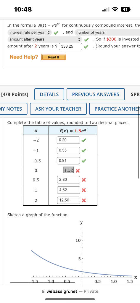 Solved In the formula A(t)=Pert for continuously compound | Chegg.com