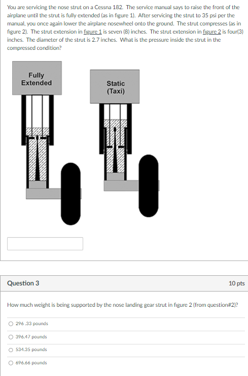 Solved You are servicing the nose strut on a Cessna 182. The | Chegg.com