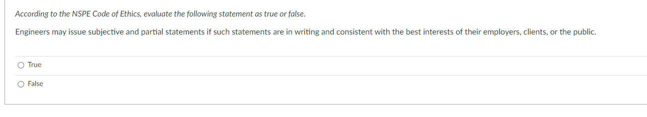Solved According to the NSPE Code of Ethics, evaluate the | Chegg.com