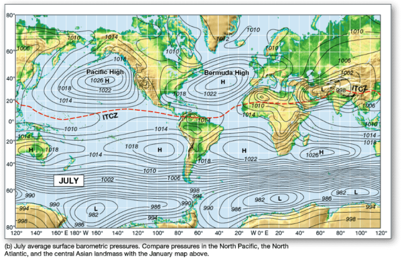 Solved Figure 5.12 Global barometric pressures for January | Chegg.com
