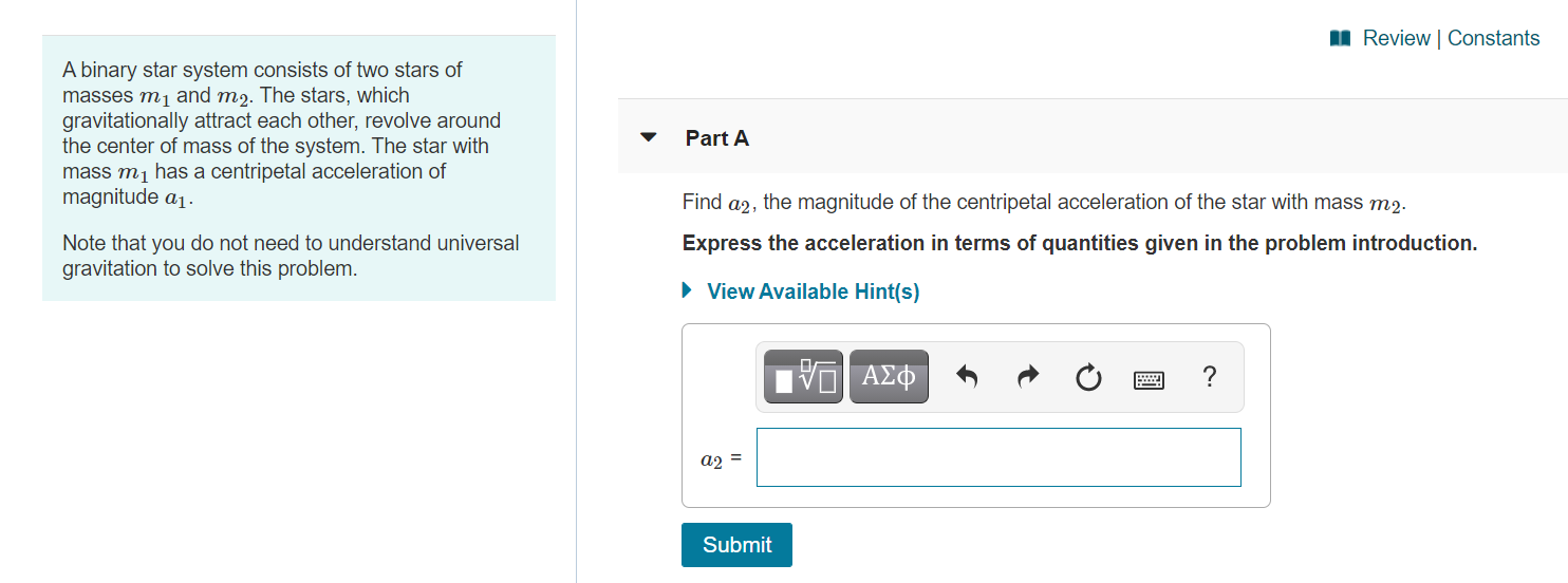Solved Review Constants A binary star system consists of two | Chegg.com