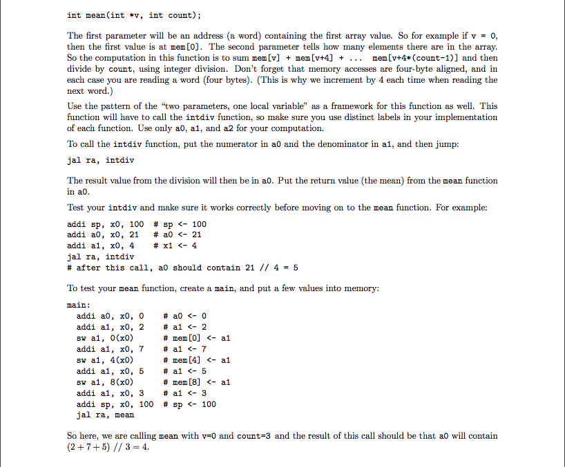 1.1 Integer Division Write RISC-V code to implement | Chegg.com
