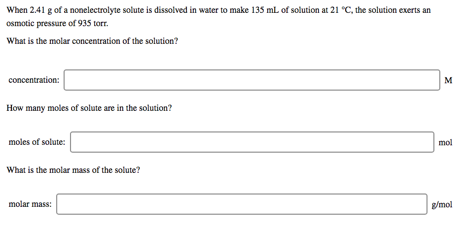 Solved When 2.41 g of a nonelectrolyte solute is dissolved | Chegg.com