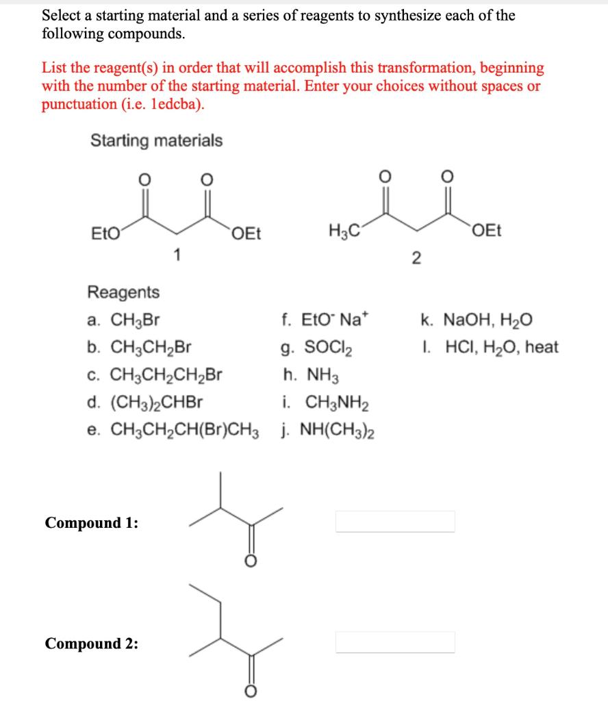 Solved Select a starting material and a series of reagents | Chegg.com