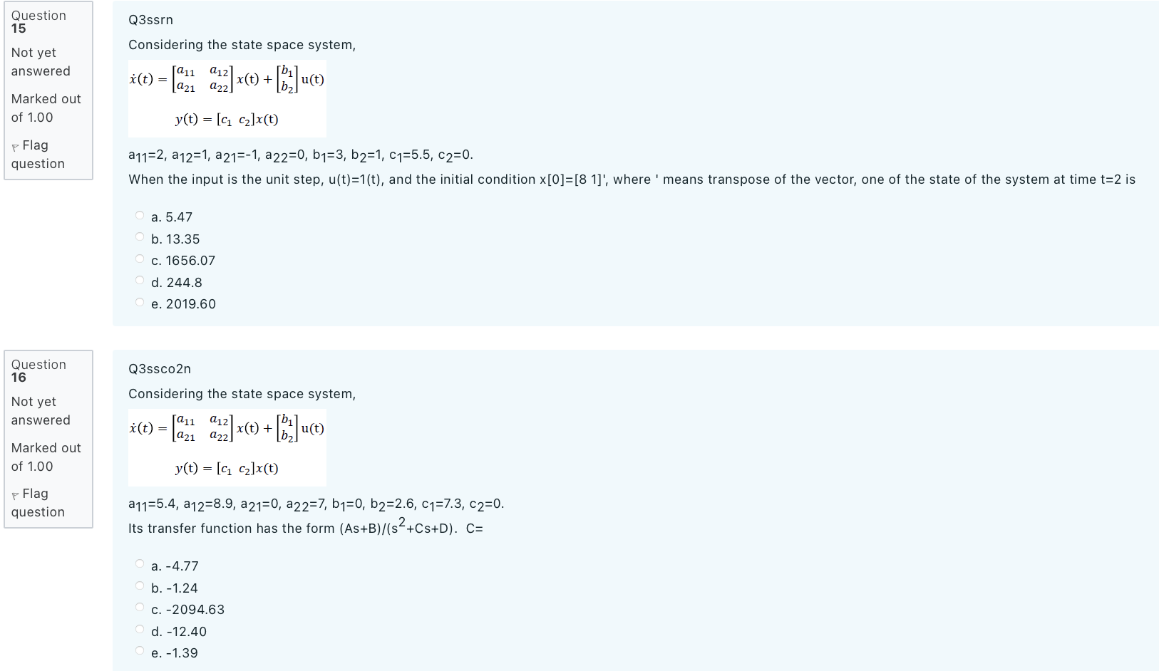 Solved Considering the state space system, | Chegg.com