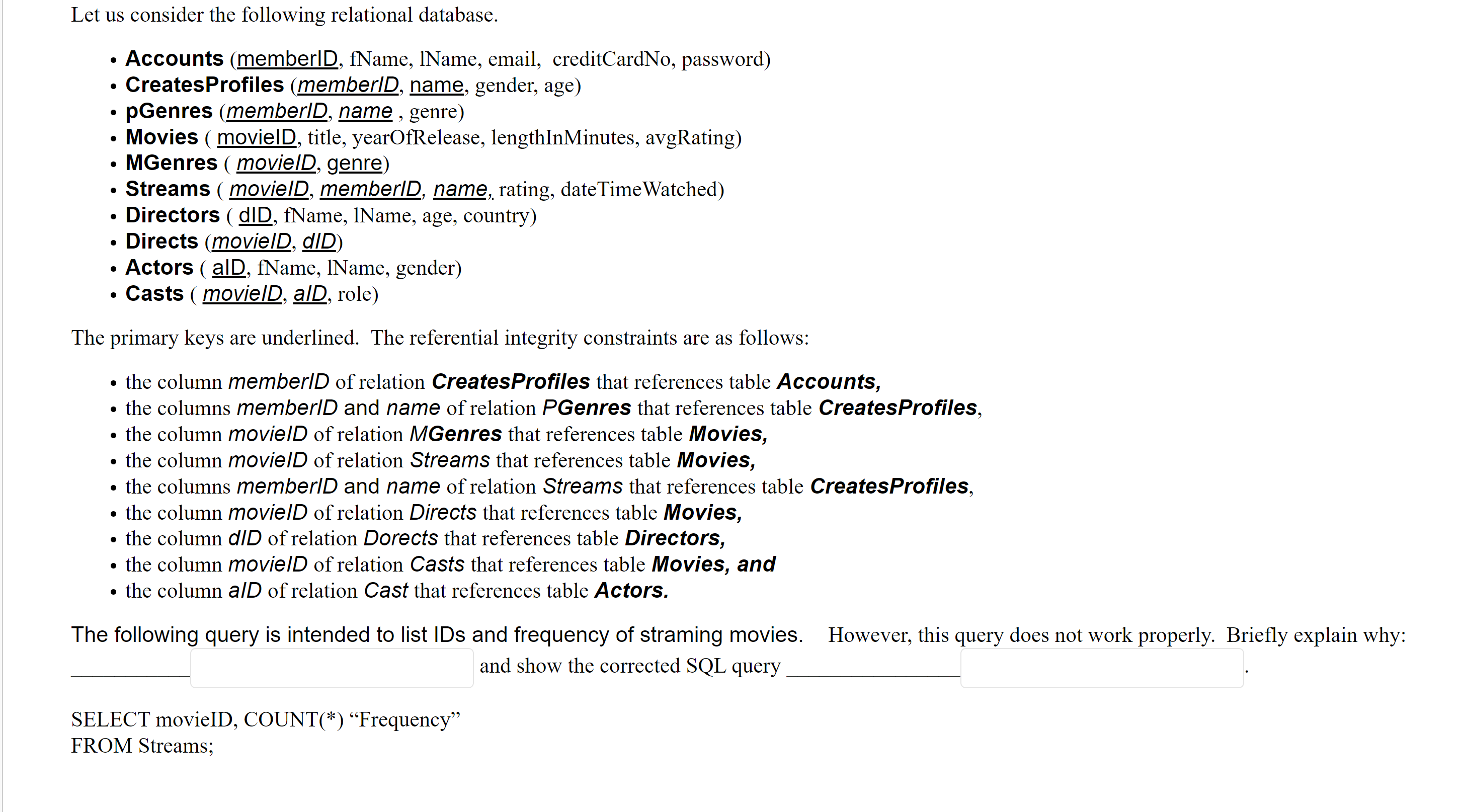 Solved Let Us Consider The Following Relational Database 7428