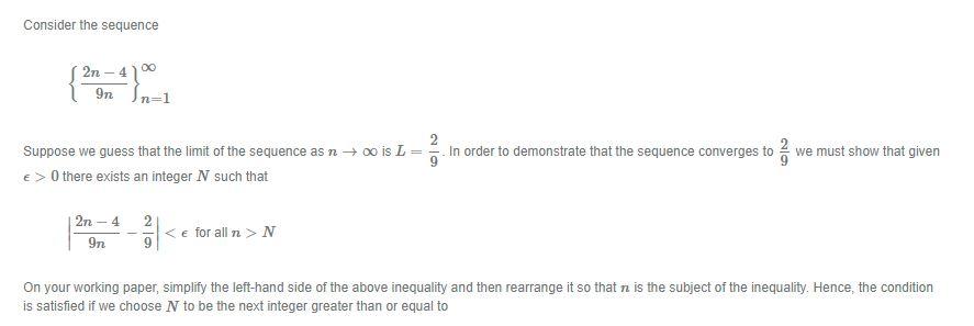 Solved Consider the sequence 00 2n - 4 9n n=1 al Suppose we | Chegg.com