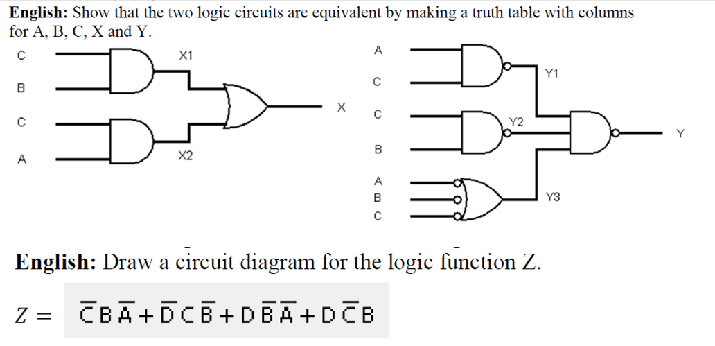 Solved hoix English: Show that the two logic circuits are | Chegg.com
