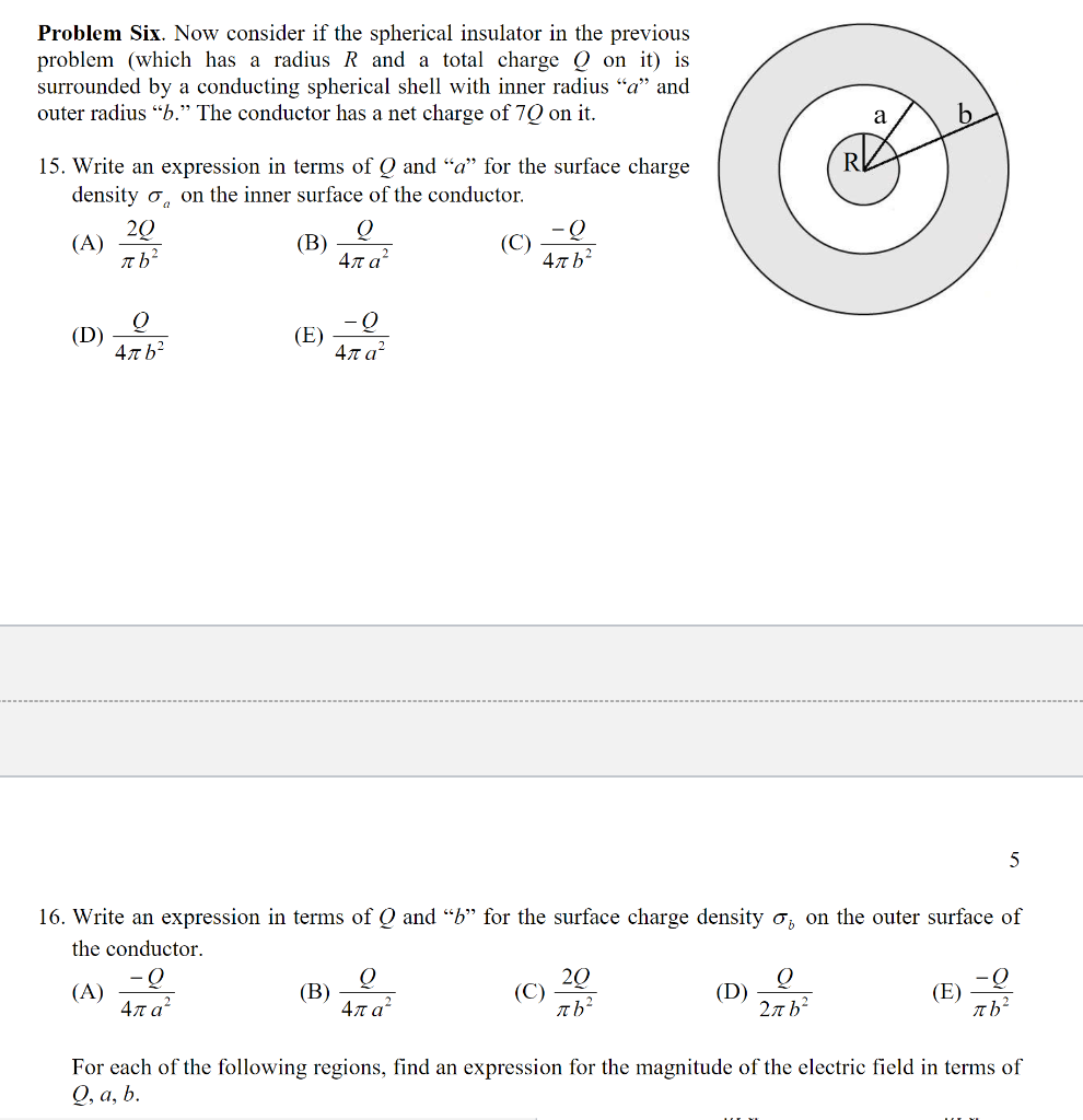 Solved Problem Six. Now consider if the spherical insulator | Chegg.com