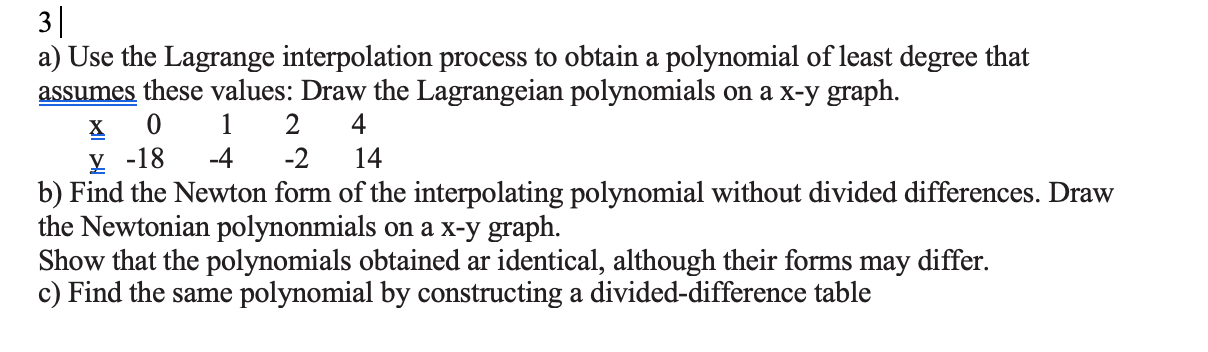 Solved 31a) ﻿Use the Lagrange interpolation process to | Chegg.com