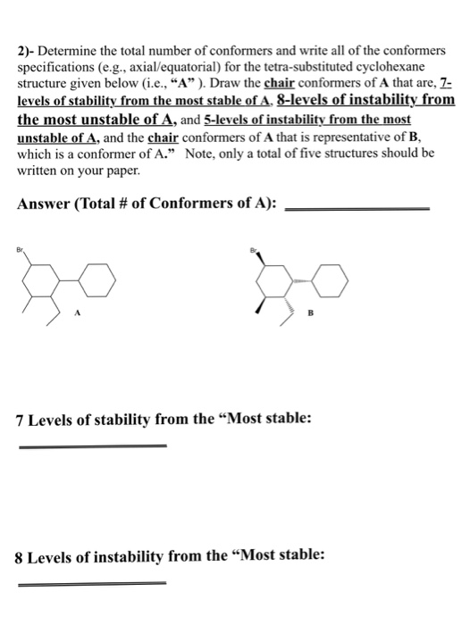 Solved 2)- Determine the total number of conformers and | Chegg.com