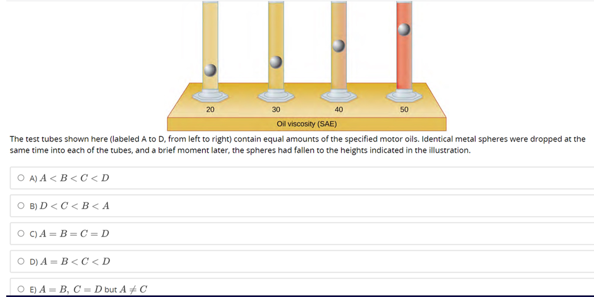 Solved The test tubes shown here (labeled A to D, from left | Chegg.com