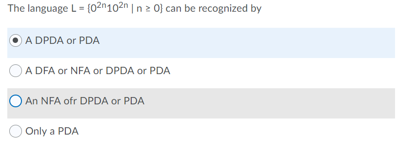 Solved The language L = {02n102n | n 2 0} can be recognized | Chegg.com