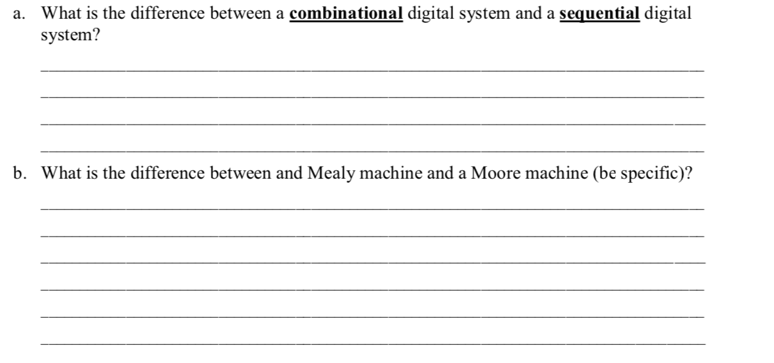 Solved a. What is the difference between a combinational | Chegg.com