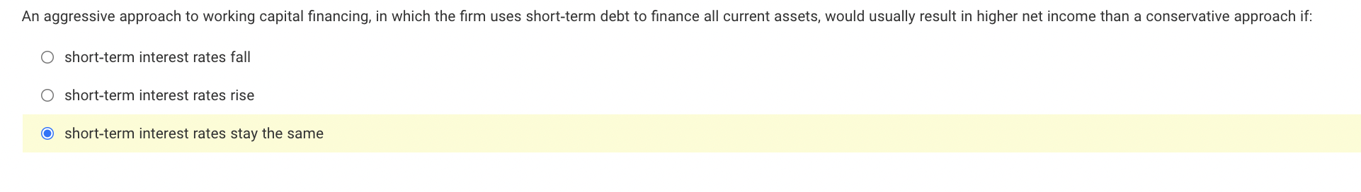 Solved An aggressive approach to working capital financing, | Chegg.com