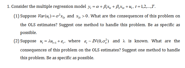 Solved 1. Consider the multiple regression model | Chegg.com
