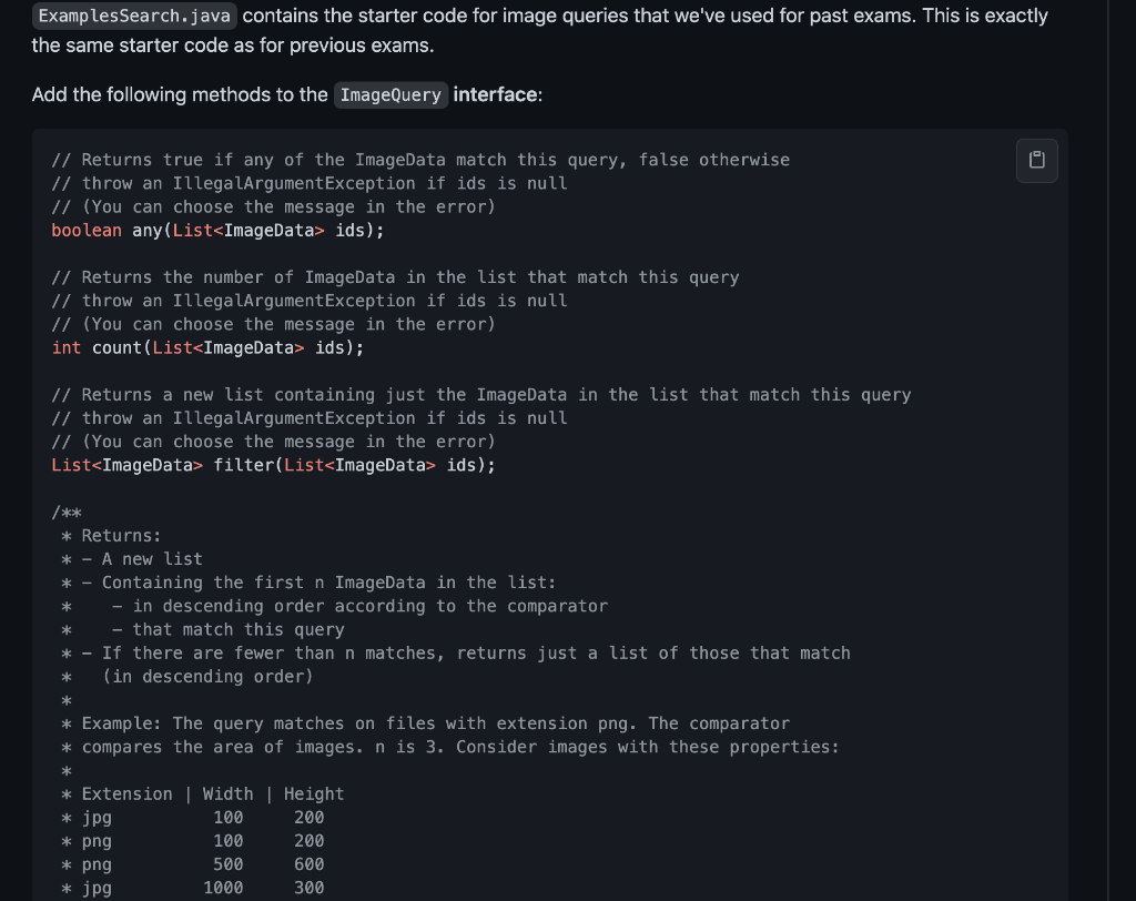 Solved ExamplesSearch.java contains the starter code for | Chegg.com