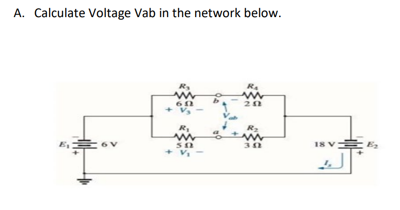 Solved A. Calculate Voltage Vab in the network below. | Chegg.com