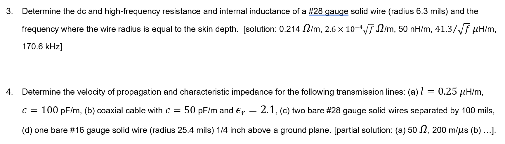 Solved 3. Determine the dc and high-frequency resistance and | Chegg.com