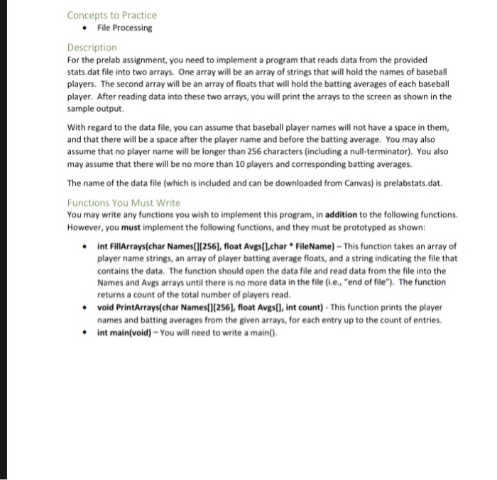 Solved Concepts to Practice File Processing Description For | Chegg.com