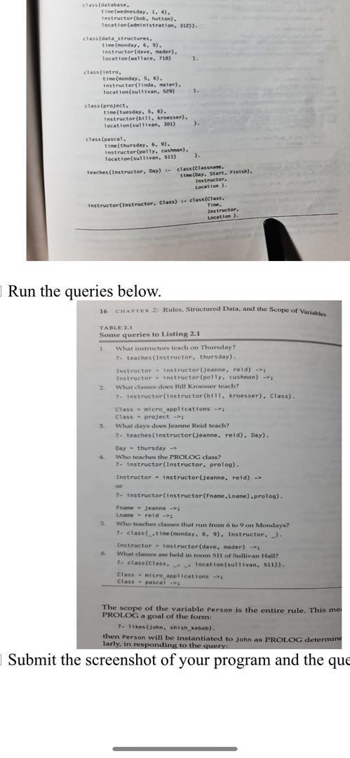 Solved TABLE 2.1 Some queries to Listing 2.1 1. What | Chegg.com