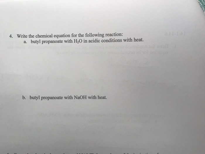Solved Write the chemical equation for the following | Chegg.com