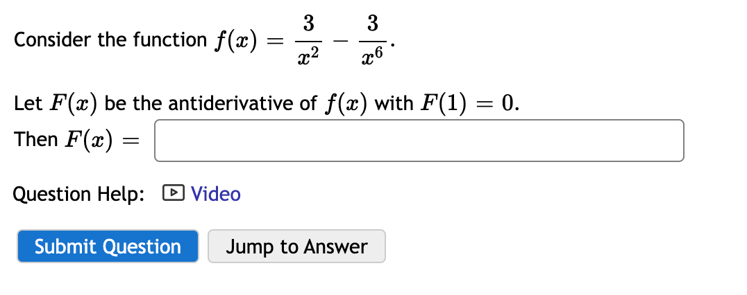 Solved Consider the function f(x)=x23−x63. Let F(x) be the | Chegg.com