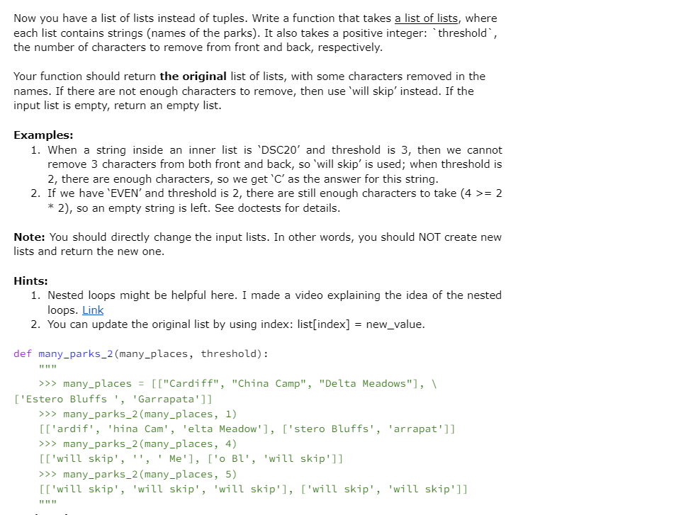 Solved Now you have a list of lists instead of tuples. Write | Chegg.com