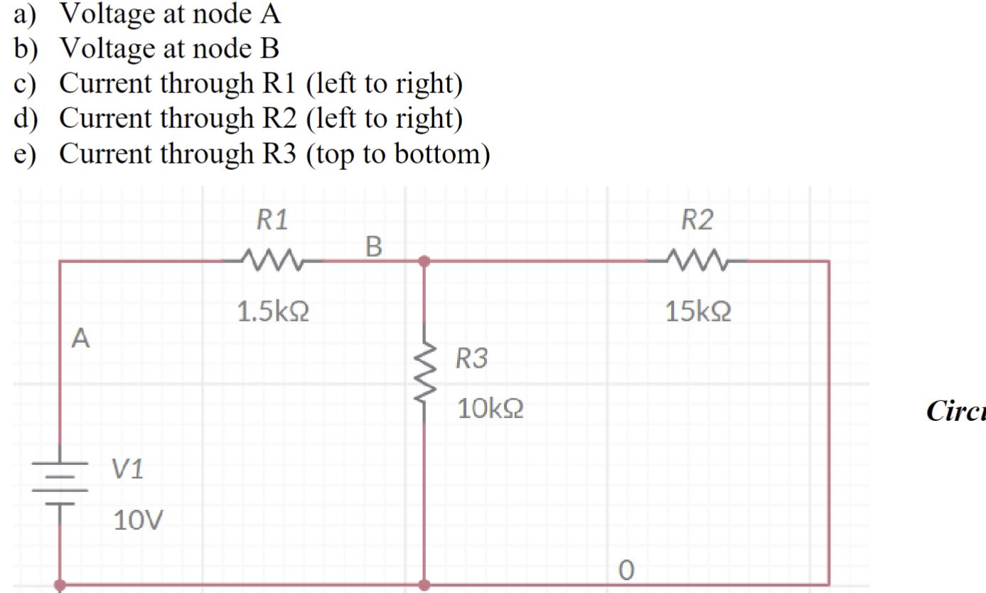 Solved a) Voltage at node A b) Voltage at node B c) Current | Chegg.com