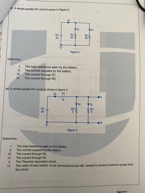 Solved b) A simple DC circuit is given in figure 2. | Chegg.com