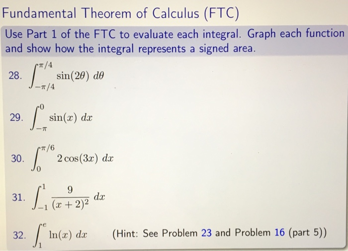 Solved Fundamental Theorem of Calculus (FTC) Use Part 1 of | Chegg.com