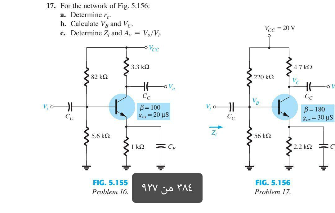 Solved 17 For The Network Of Fig 5 156 A Determine Re B