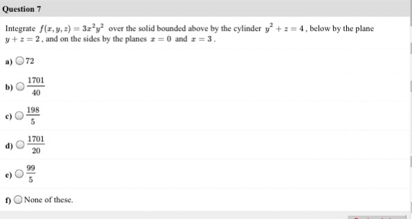 Solved Integrate f(z, y, z) = 3x^2 y^2 over the solid | Chegg.com