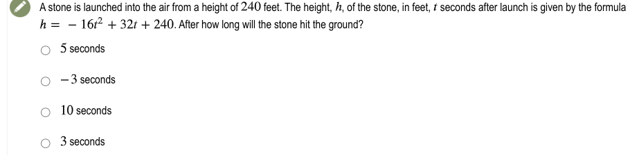 Solved A stone is launched into the air from a height of 240 | Chegg.com
