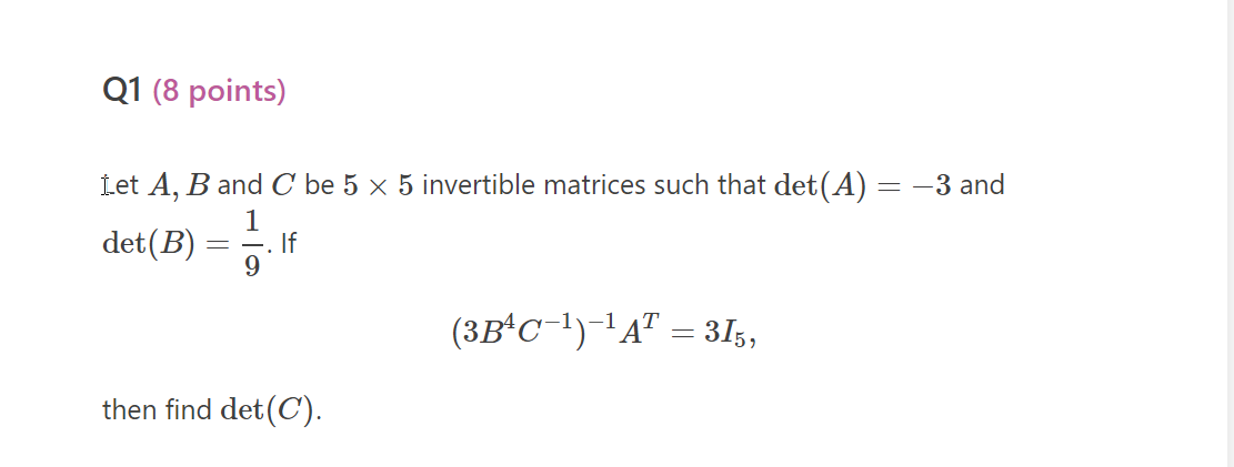 Solved I.et A,B and C be 5×5 invertible matrices such that | Chegg.com