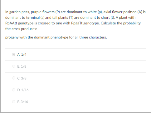Solved In garden peas, purple flowers (P) are dominant to | Chegg.com