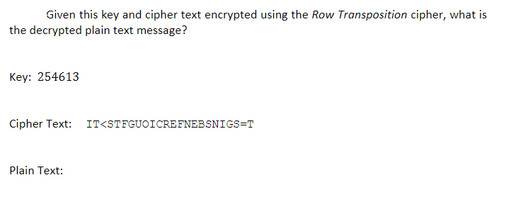 Solved Given this key and cipher text encrypted using the | Chegg.com