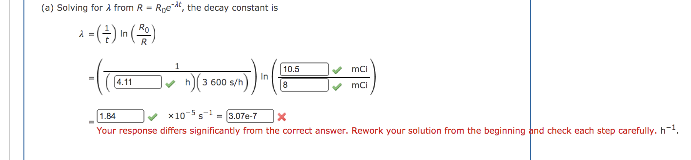 Solved (a) Solving for a from R = Roe-it, the decay constant | Chegg.com