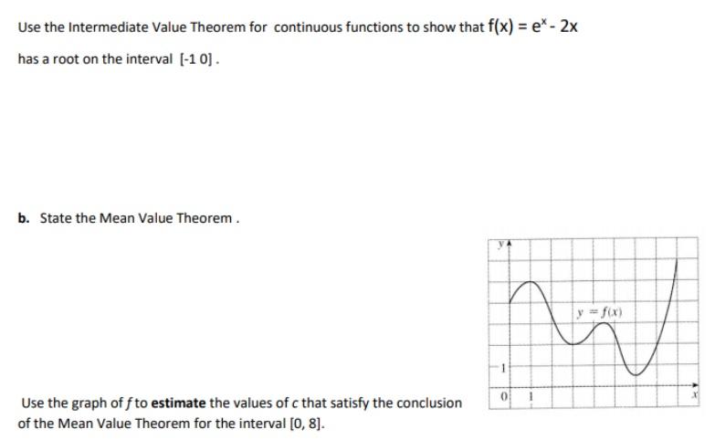 Solved Use the Intermediate Value Theorem for continuous | Chegg.com